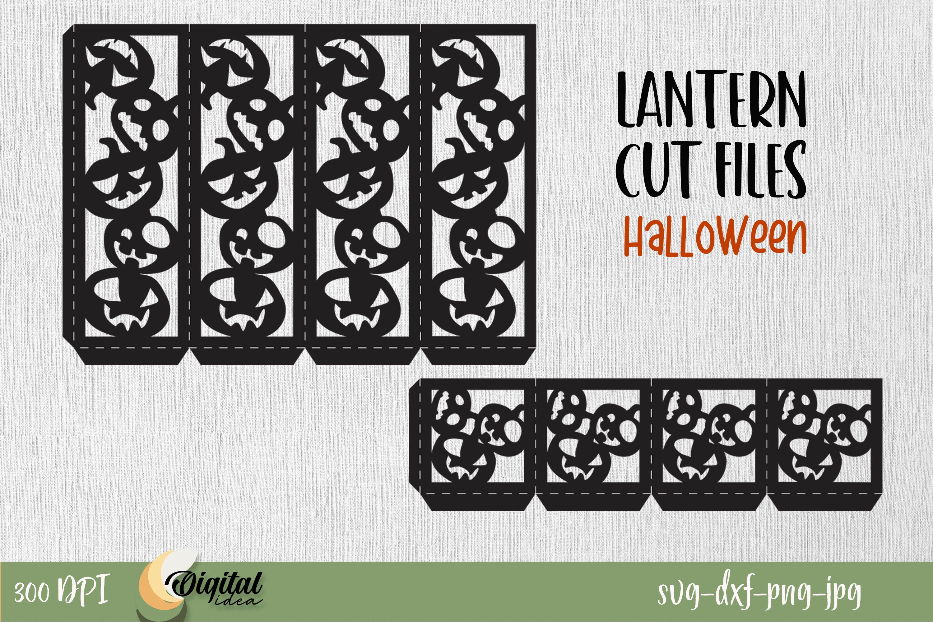 Halloween Lantern SVG Bundle, 3D Halloween Lantern Template, Paper ...
