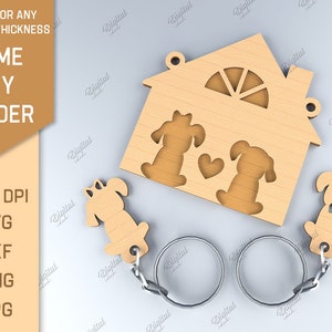 3D Home Key Holders Laser Cut Bundle, Hanging House Keyichain Key ...