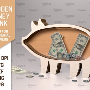 3D Wooden Animal Money Banks Bundle, Piggy Bank Box, Money Cash Holders ...