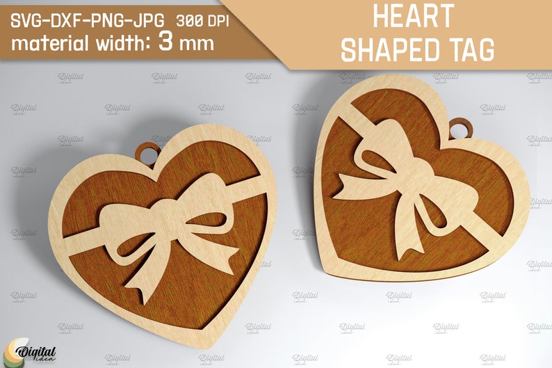 Heart Shaped Gift Tags Bundle, 3D Valentine's Day Heart Tag Svg ...