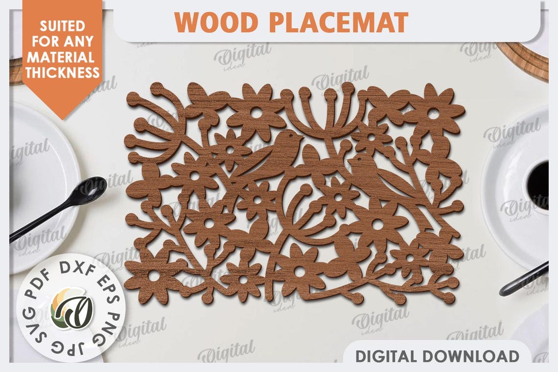 Wooden Placemats Bundle, Decorative Table Mat Laser Cut, Kitchen Decor ...