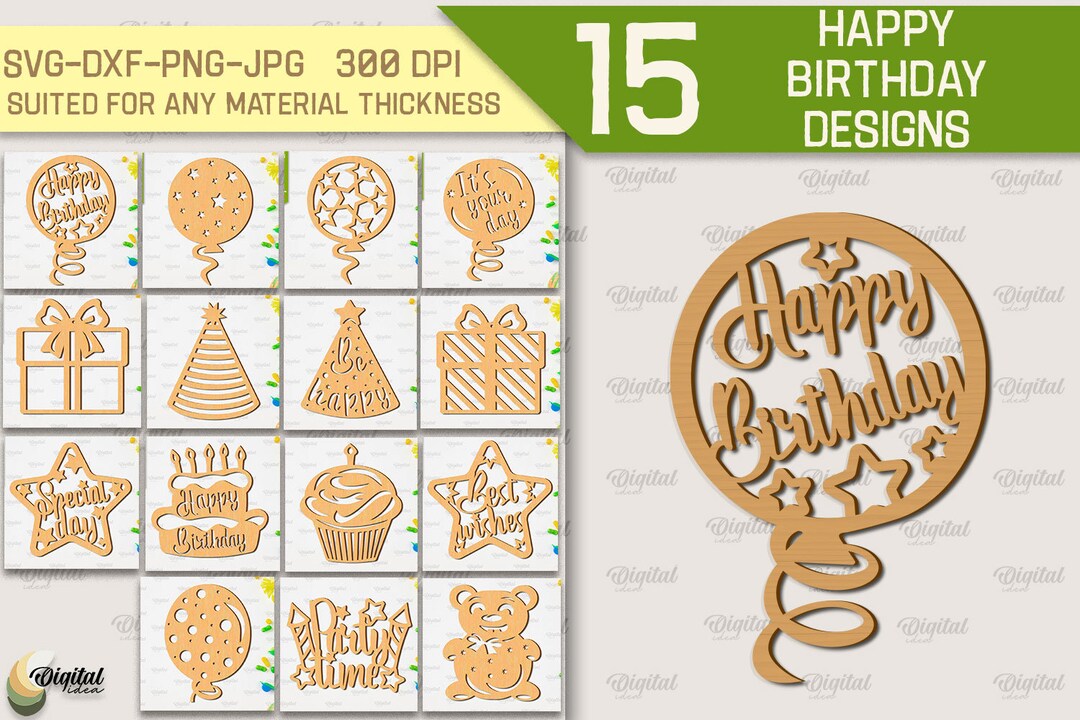 Happy Birthday Laser Cut Bundle, Happy Birthday Wall Decor, Birthday ...