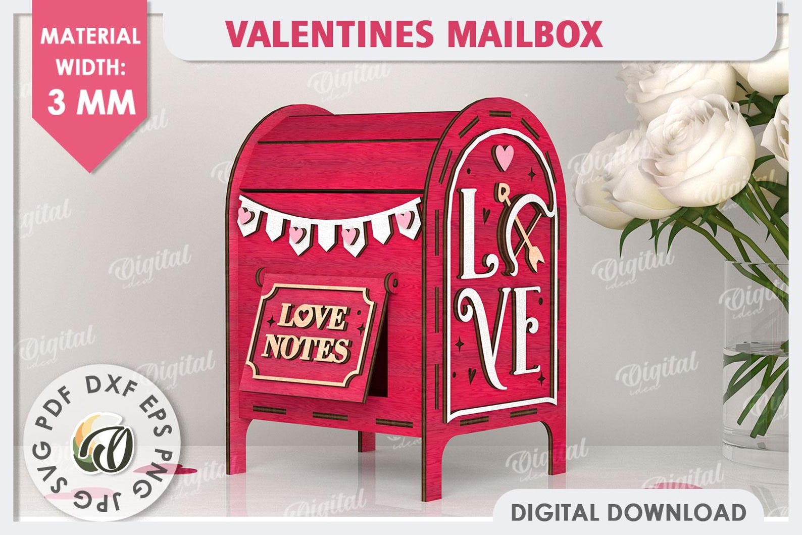 3D Valentine's Day Mailboxes Bundle, Valentine Love Mail Laser Cut ...
