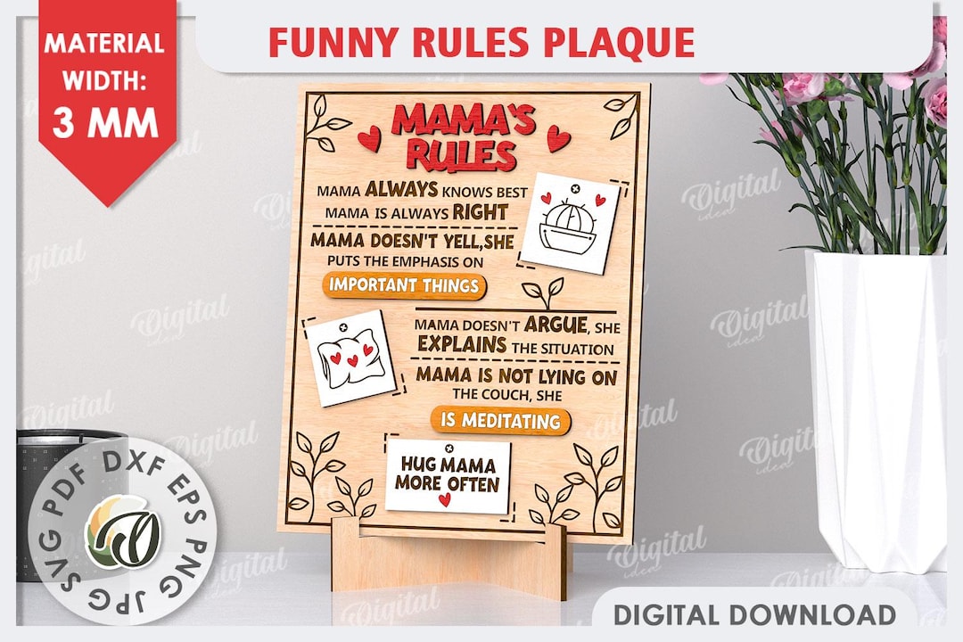3D Funny Rule Plaques Bundle, Family Rules Sign Laser Cut, Wooden ...
