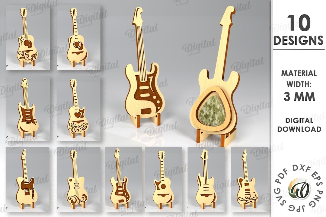 3D Guitar Pick Boxes Laser Cut Bundle, Pick Holder Lasercut, Guitar ...
