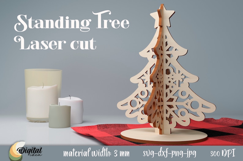 Christmas Tree Stands Laser Cut Bundle, Standing Christmas Trees 3D ...