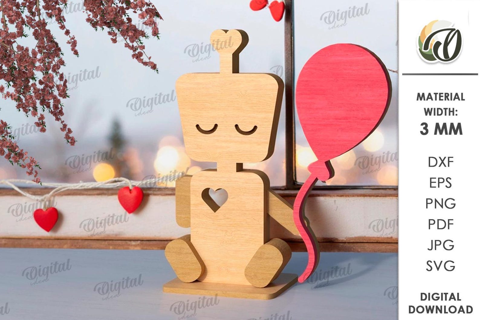 Paquete de figuras 3D para el Día de San Valentín, adorable pareja con ...