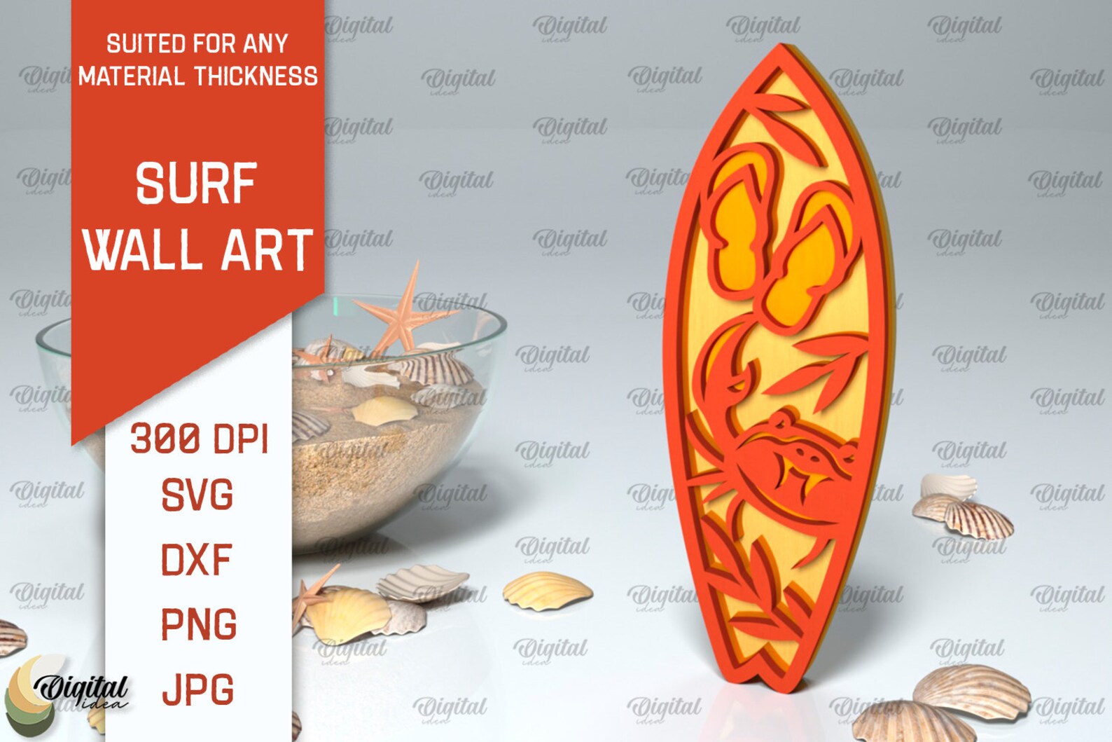 3D Surf Board Signs Bundle, Summer Layered Sign Laser Cut, Tropical SVG ...