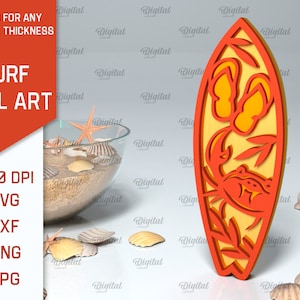 3D Surf Board Signs Bundle, Summer Layered Sign Laser Cut, Tropical SVG ...
