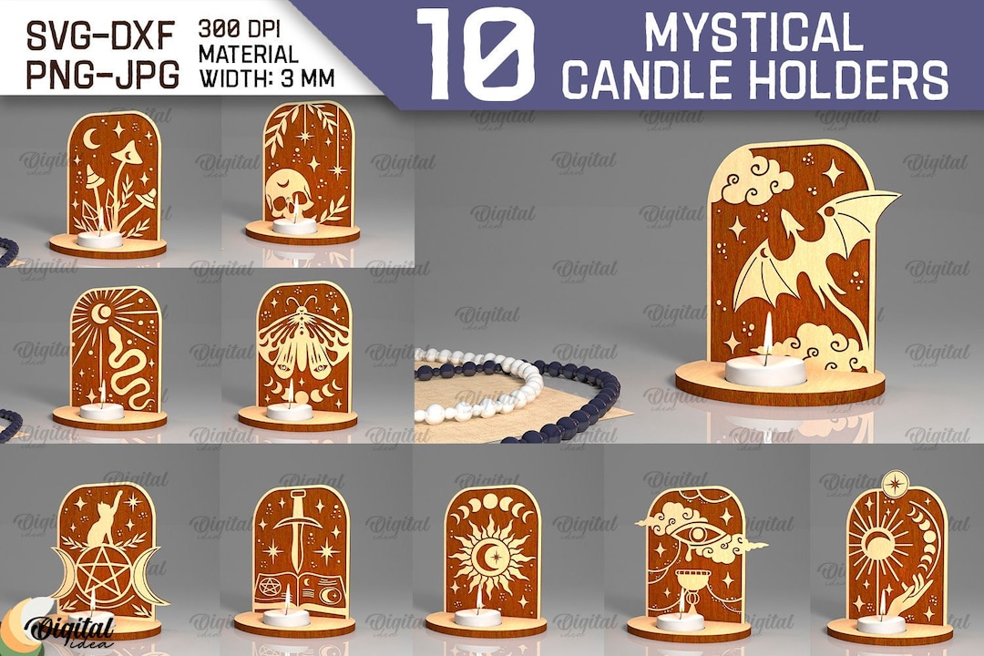 3D Mystical Candle Holder Bundle, Laser Cut Candle Holder, Wooden ...