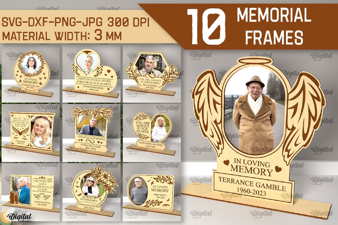 3D Personalized Memorial Photo Frames Bundle, 3D Engraved Picture Frame ...