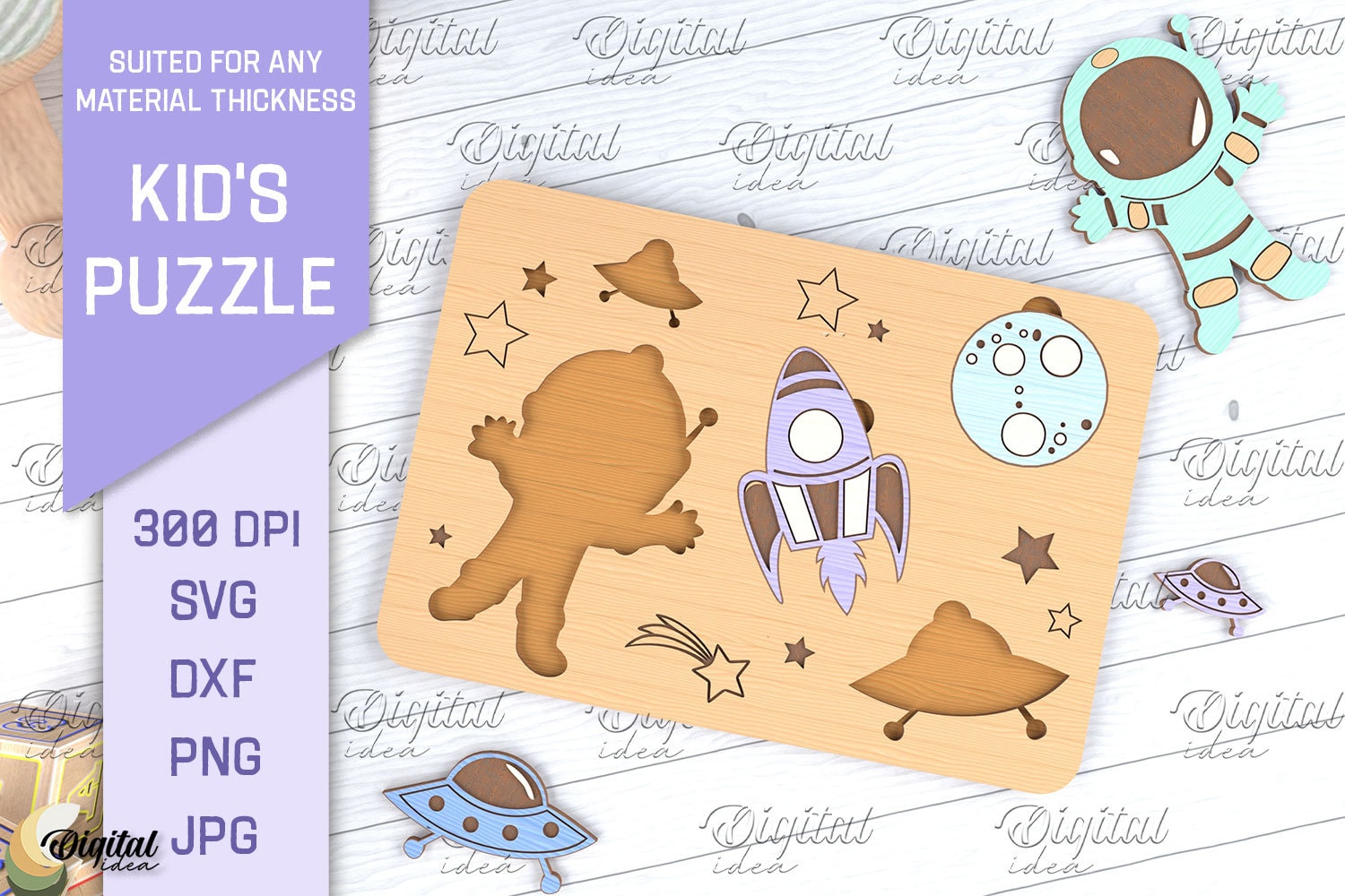 Wooden Kids Puzzles Bundle, 3D Laser Cut Puzzle SVG, Cute Animals ...