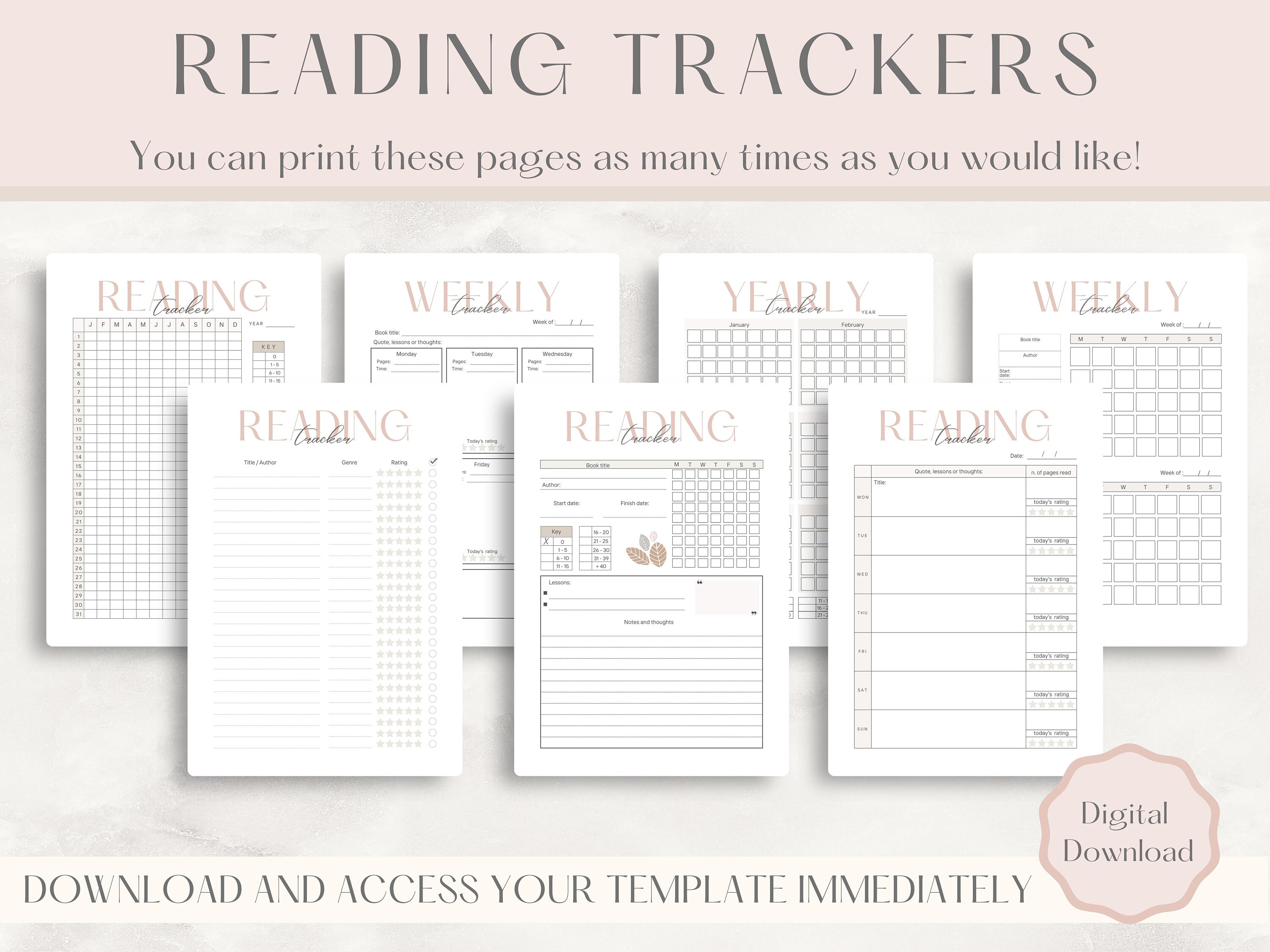 Reading Planner Printable Printable Reading Journal Book Planner ...