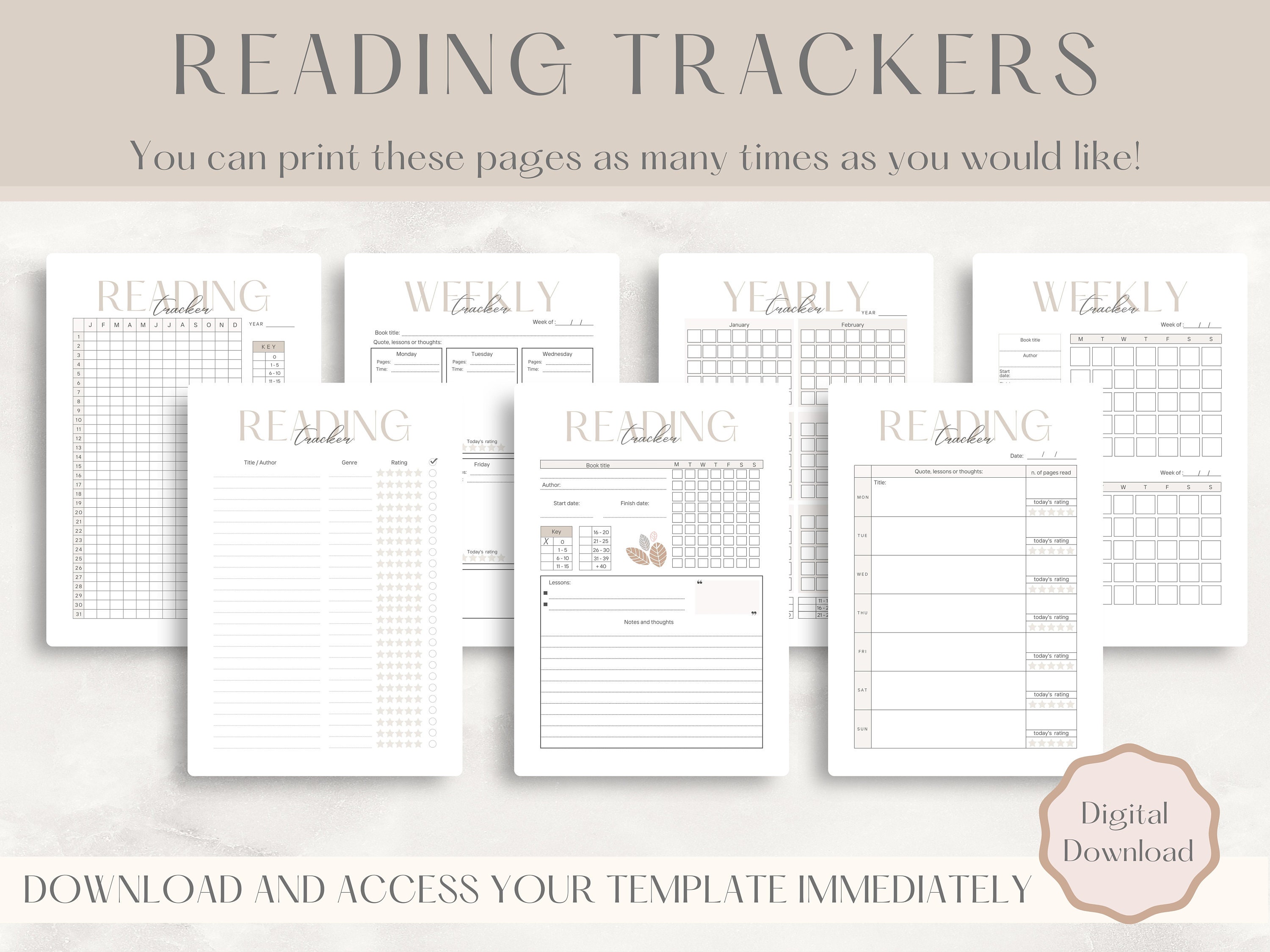 Reading Planner Printable | Printable Reading Journal | Book Planner ...