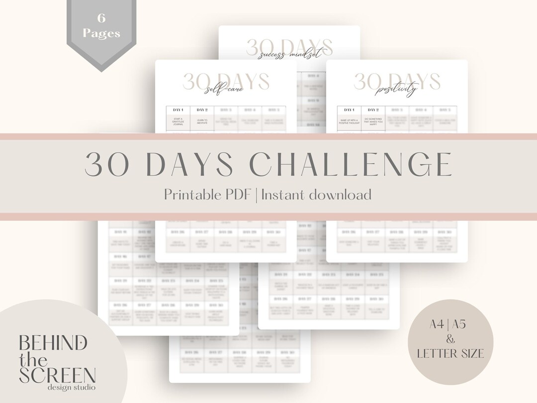 Printable 30 Days Challenge Pages: Transform Your Life With Social ...