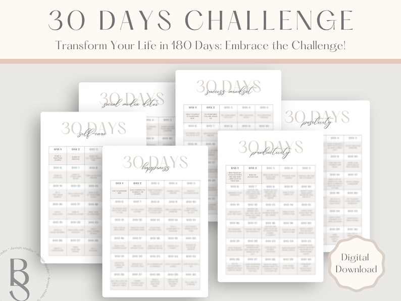 Printable 30 Days Challenge Pages: Transform Your Life With Social ...