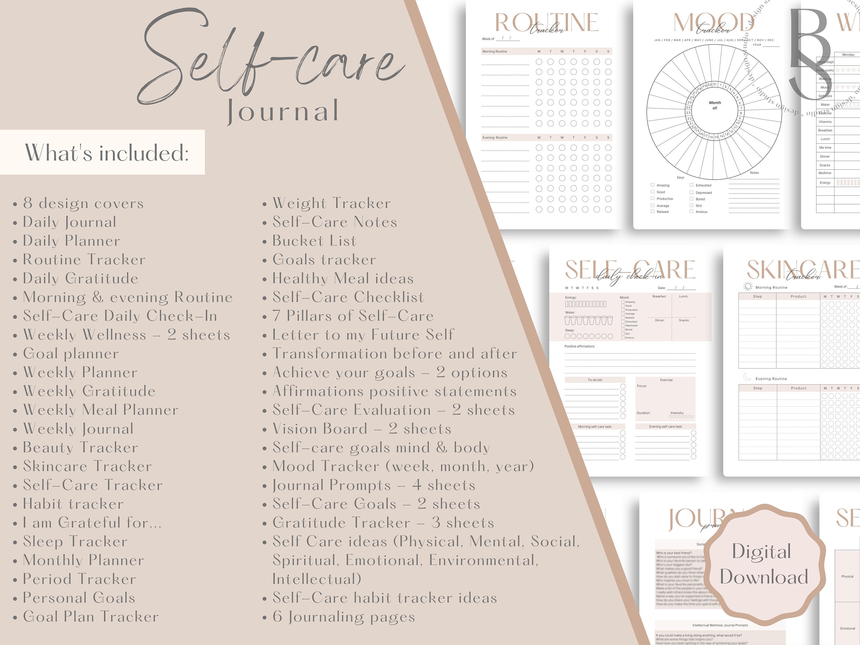 Self Care Workbook Self Care Journal Wellness Planner Self Care ...