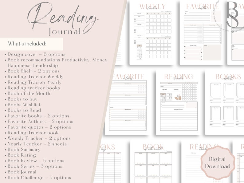 Reading Planner Printable Printable Reading Journal Book - Etsy