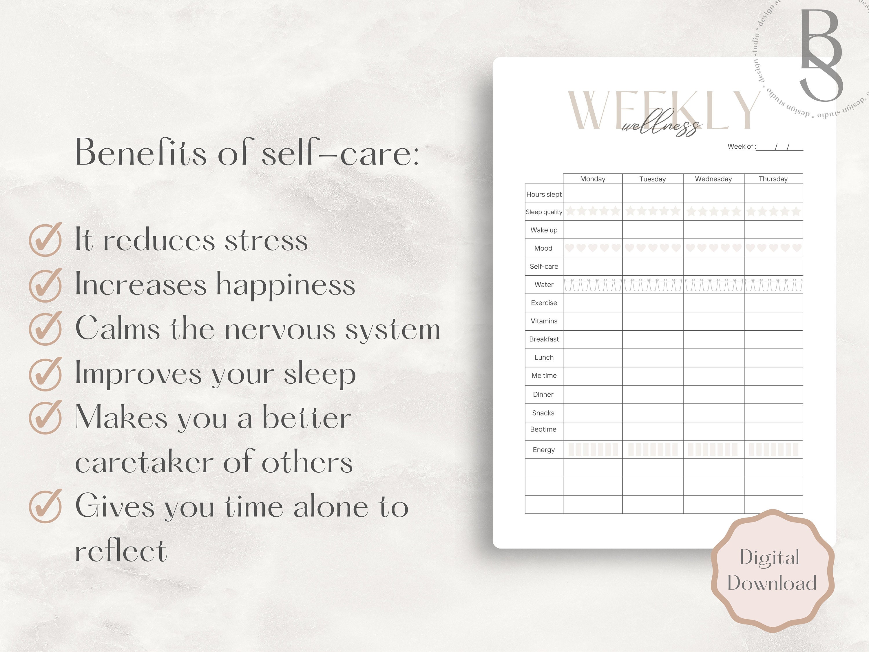 Self Care Workbook Self Care Journal Wellness Planner Self Care ...