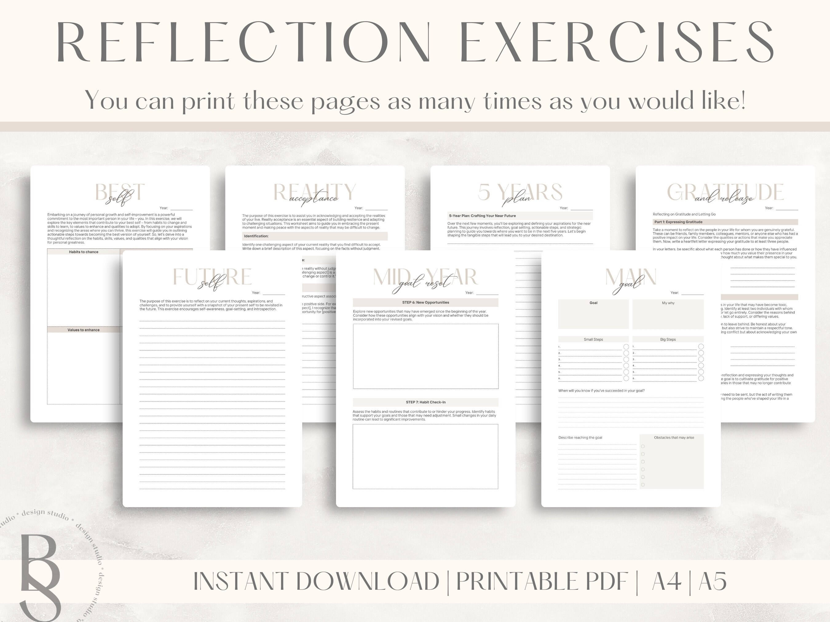 Life Audit Workbook Printable, 2025 Goal Setting, Self-reflection, Life Planner, 2024 Reflection ...