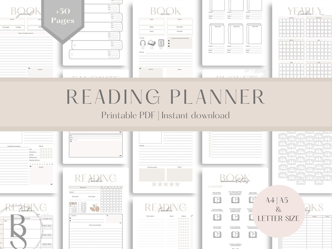 Reading Planner Printable | Printable Reading Journal | Book Planner ...