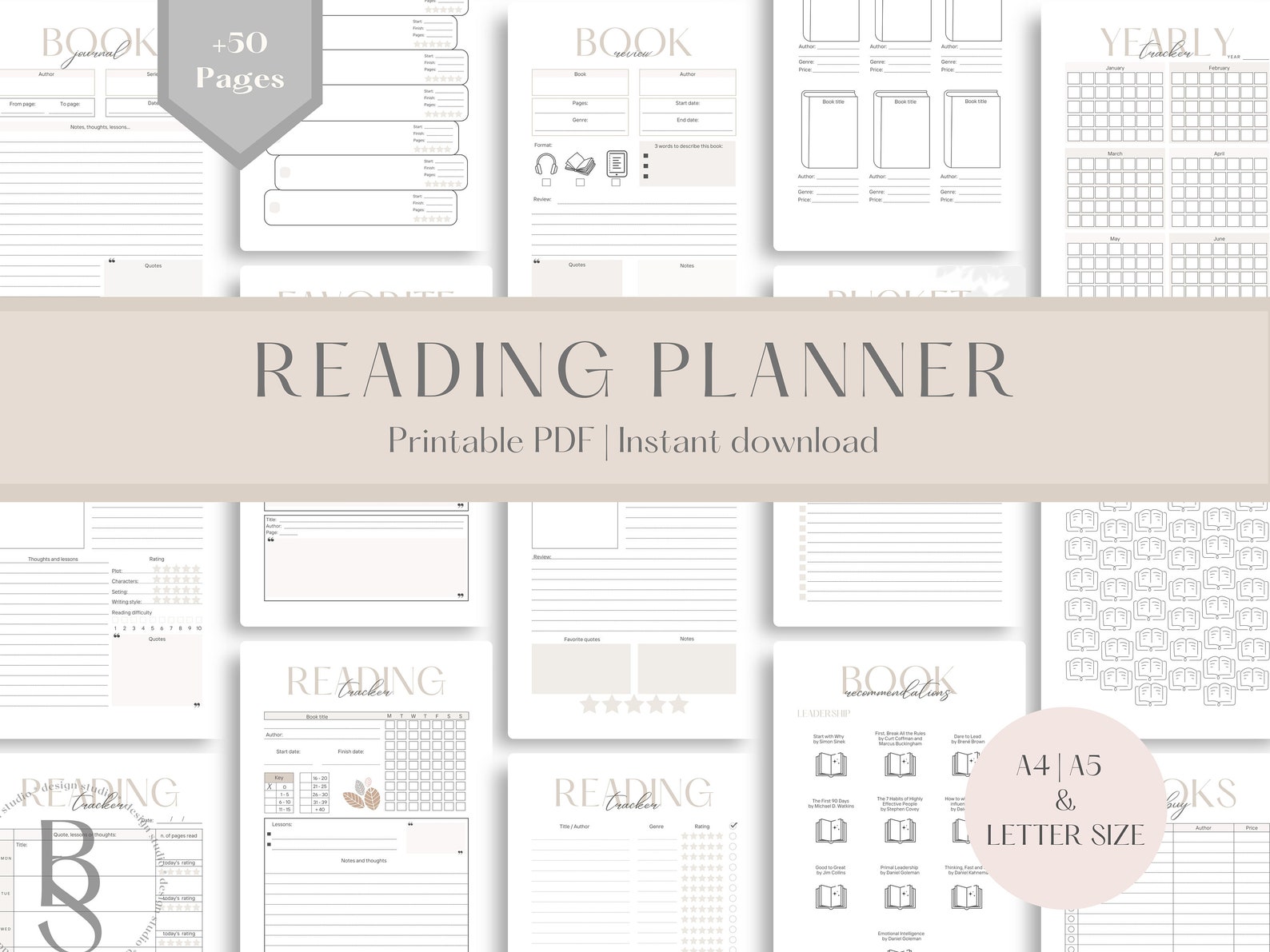 Reading Planner Printable | Printable Reading Journal | Book Planner ...
