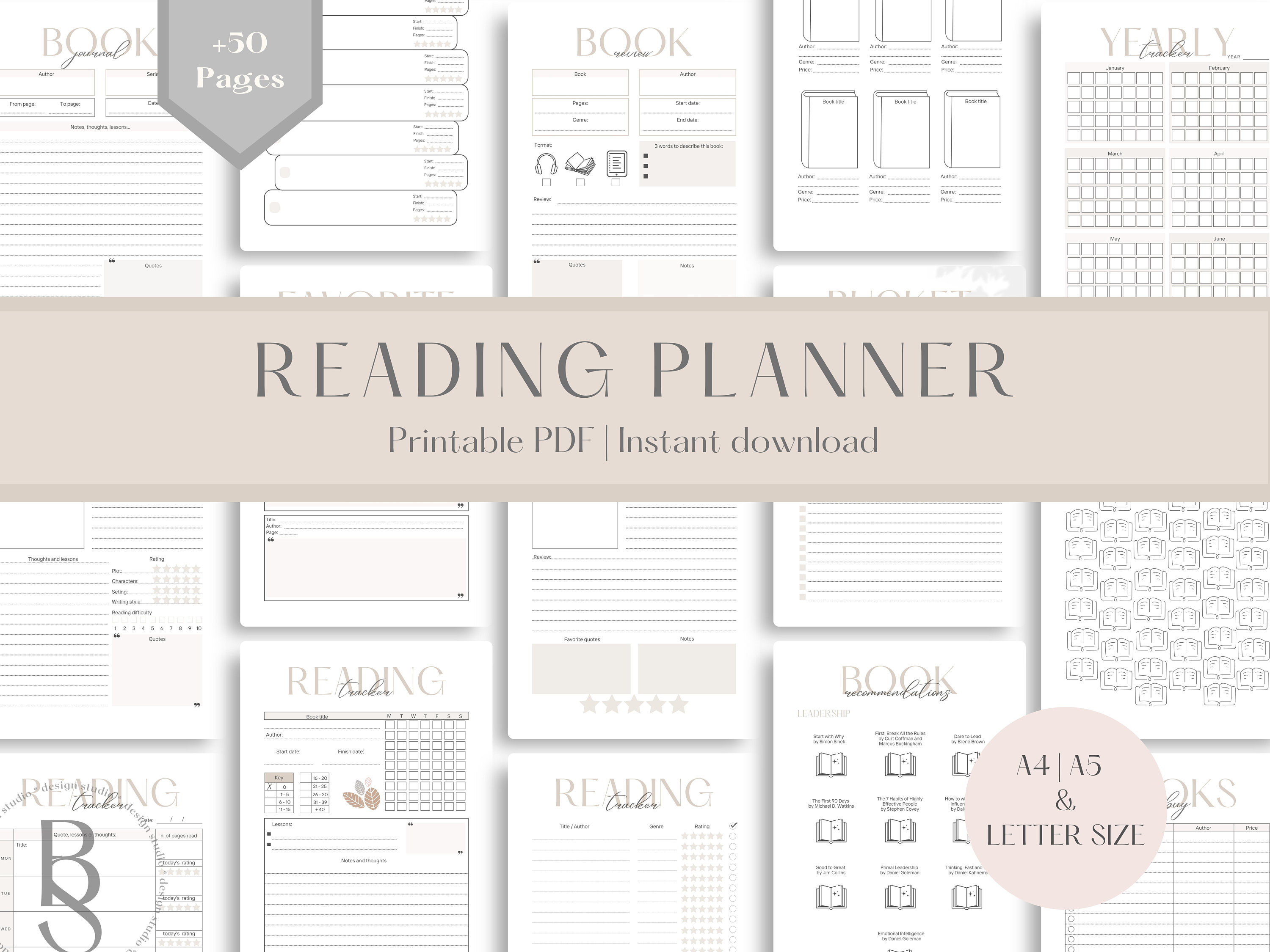Reading Planner Printable | Printable Reading Journal | Book Planner ...