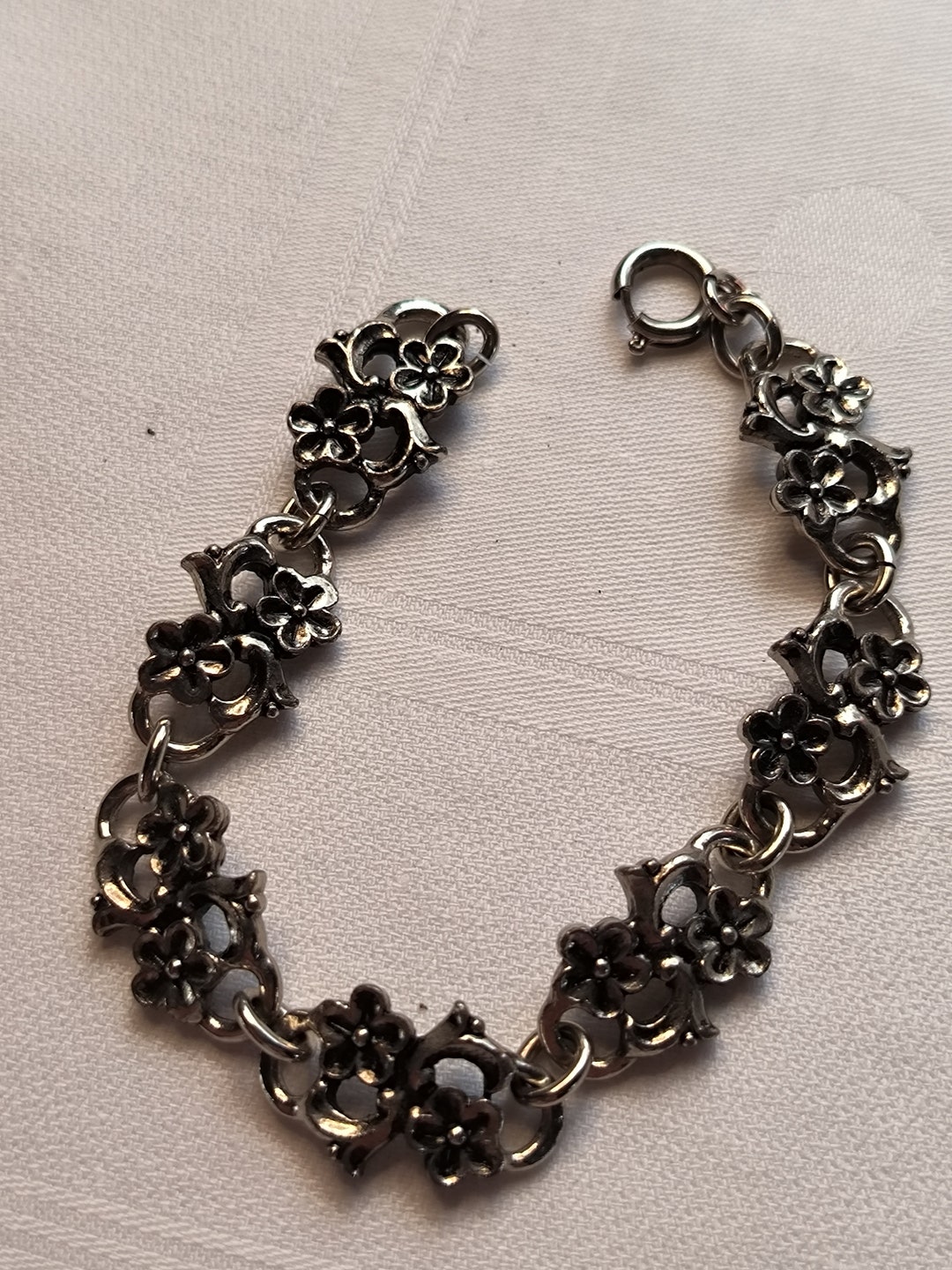 Flower Tendril Bracelet Silver Metallic - Etsy