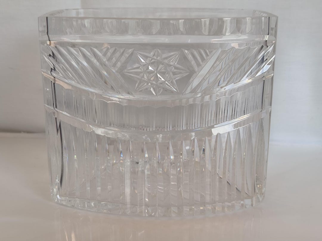 Heavy Crystal Container Vase Ice Bucket Cut With Sling Star Rare Shape ...