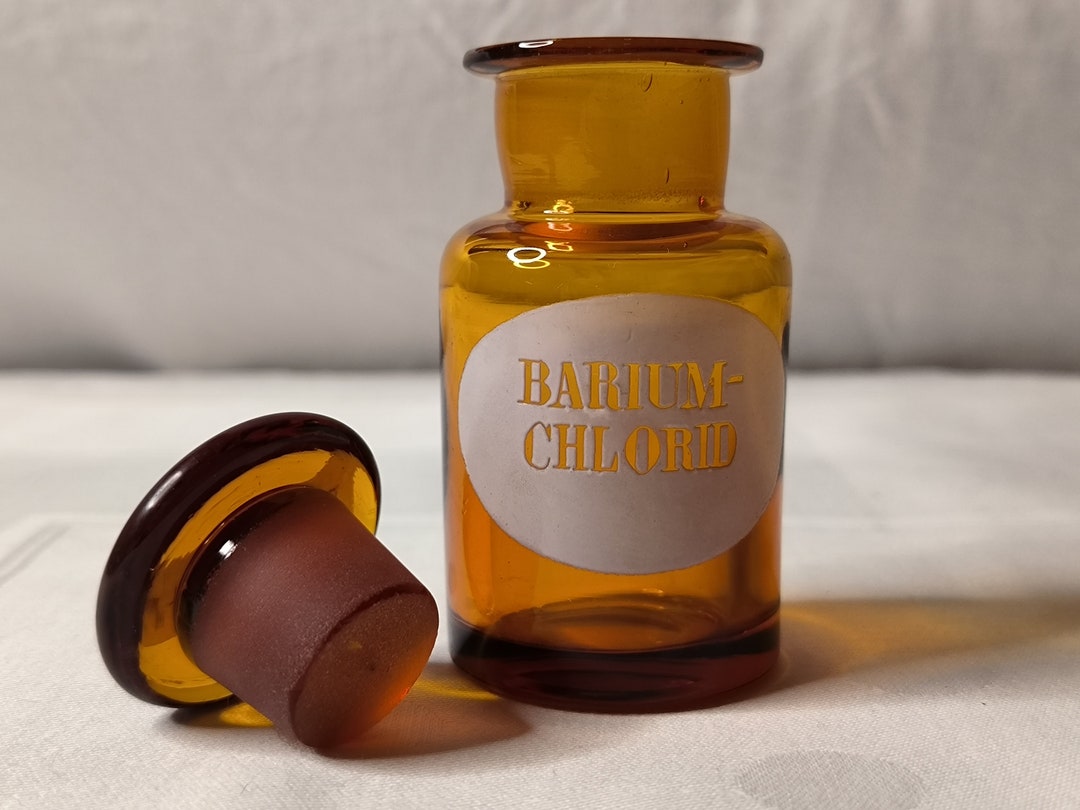 1900 "barium Chloride" Apothecary Bottle With Lid Glass Enamel - Etsy