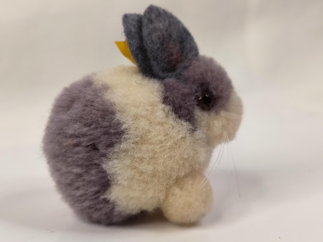 Wool Steiff Rabbit Button in Ear Numbered Gray White Spotted Easter ...