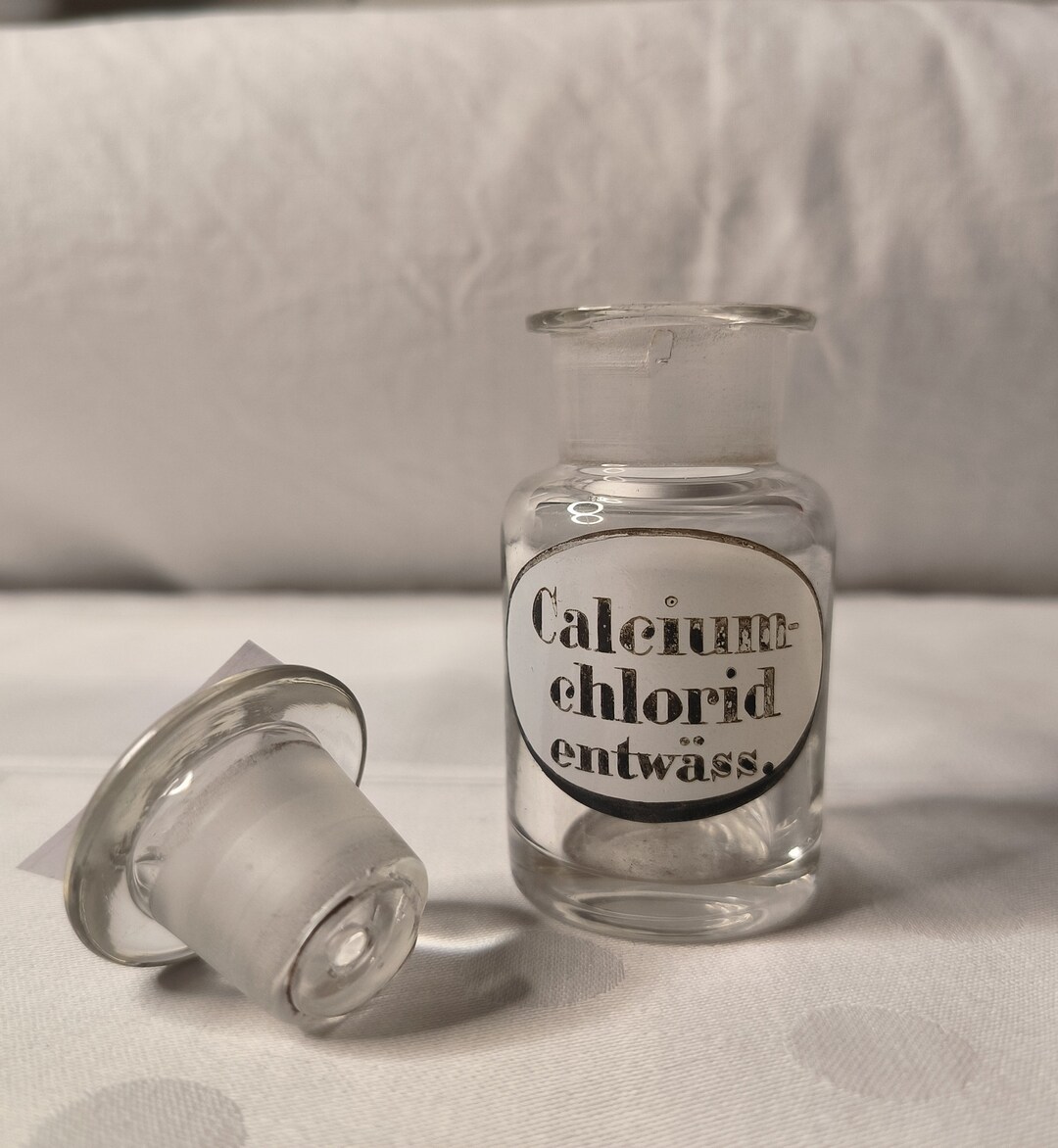 1900 calcium Chloride Dehydrated Apothecary Glass Bottle With Lid - Etsy