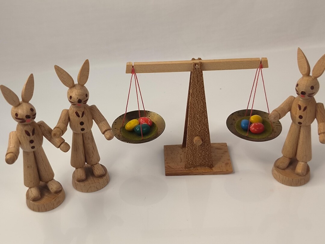 Rabbit Merchants With Egg Scale Made of Wood Rare From the Erzgebirge ...