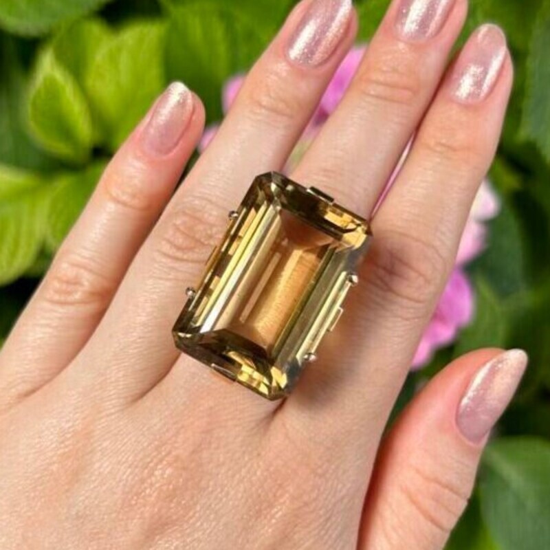 Large Citrine Ring - Etsy