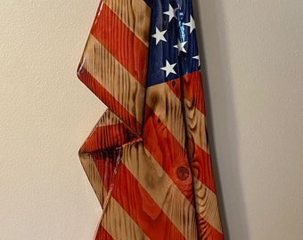 Wooden Draped American Flag Wavy Flag Large Wall Flag American Wall Art ...