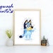 Bluey Print 'BLUEY' Character Watercolour Splash Art, Home Decor ...