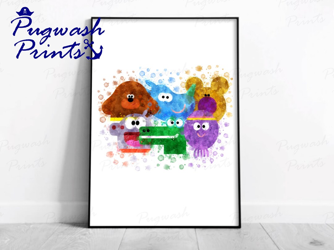 Hey Duggee Print 'HEY Duggie CHARACTER FACES' Character Watercolour ...