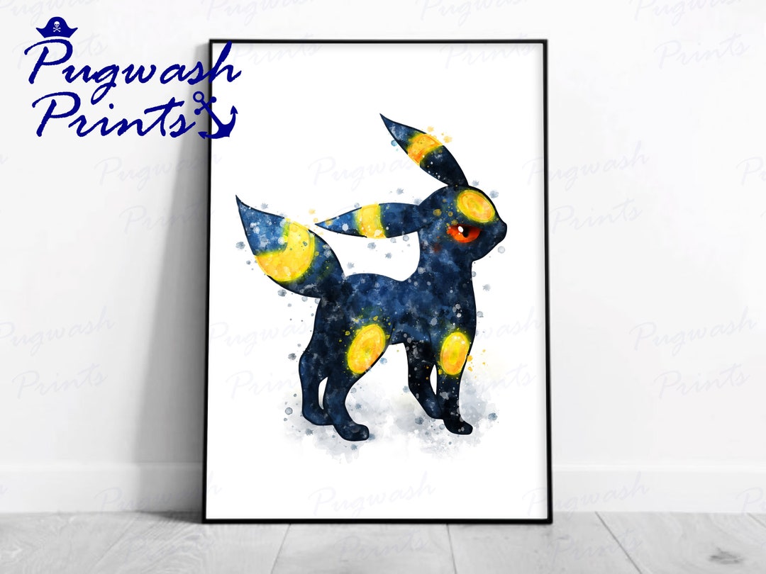 Pokemon Print 'UMBREON' Watercolour Splash Art, Character Print, Poster ...