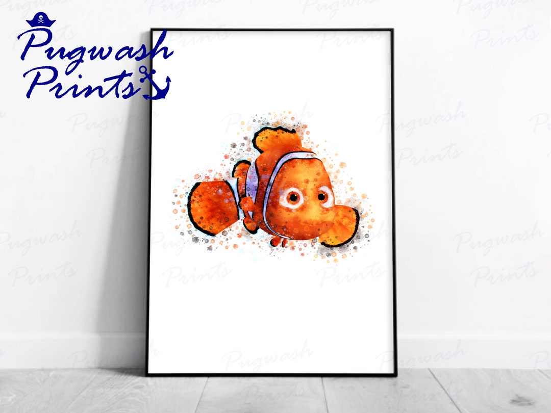 Disney Pixar 'NEMO' Finding Nemo Character Print Watercolour Splash Art ...