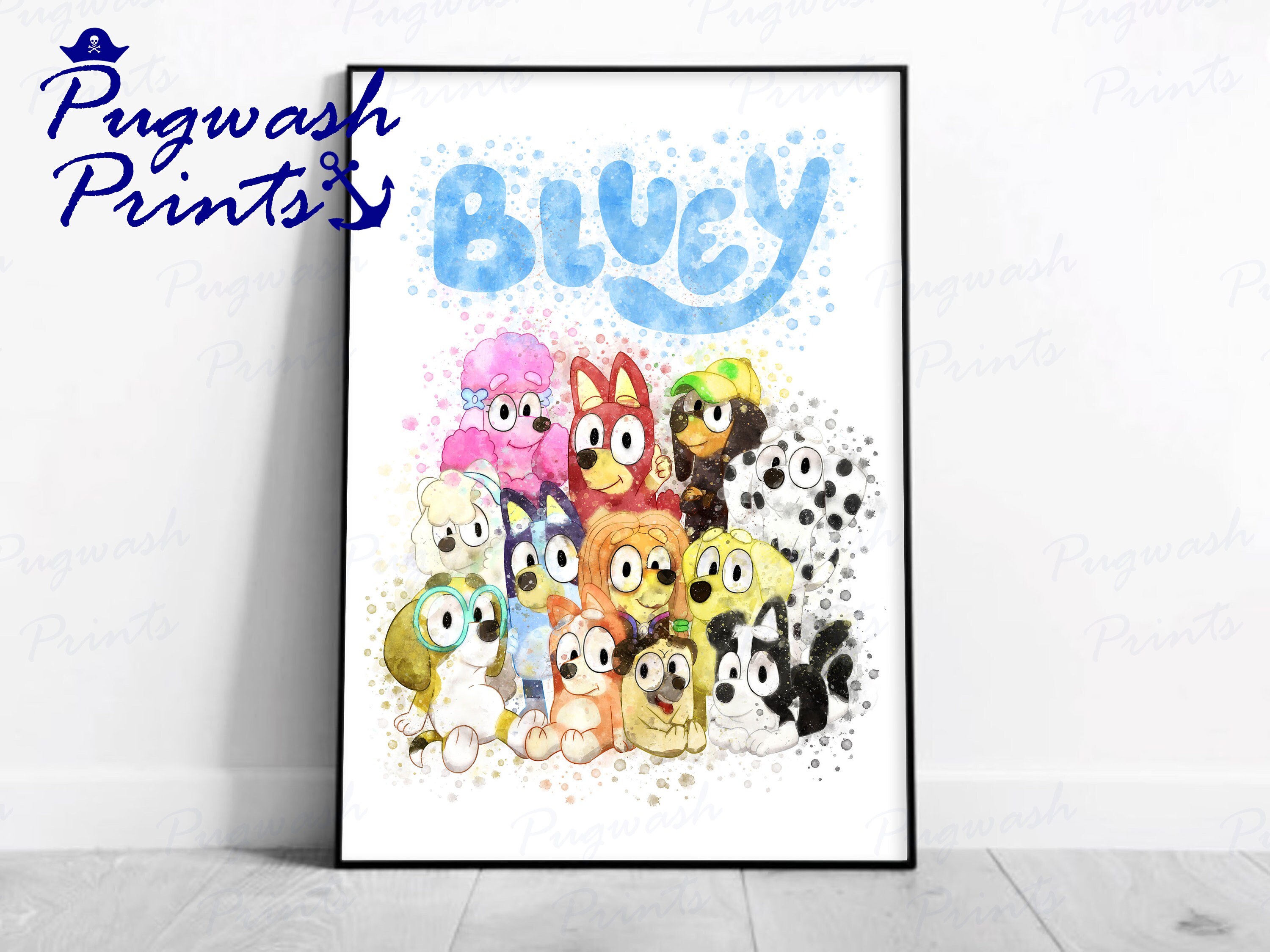 Bluey Print 'BLUEY AND FRIENDS' Character Watercolour - Etsy
