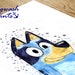 Bluey Print 'BLUEY' Character Watercolour Splash Art, Home Decor ...