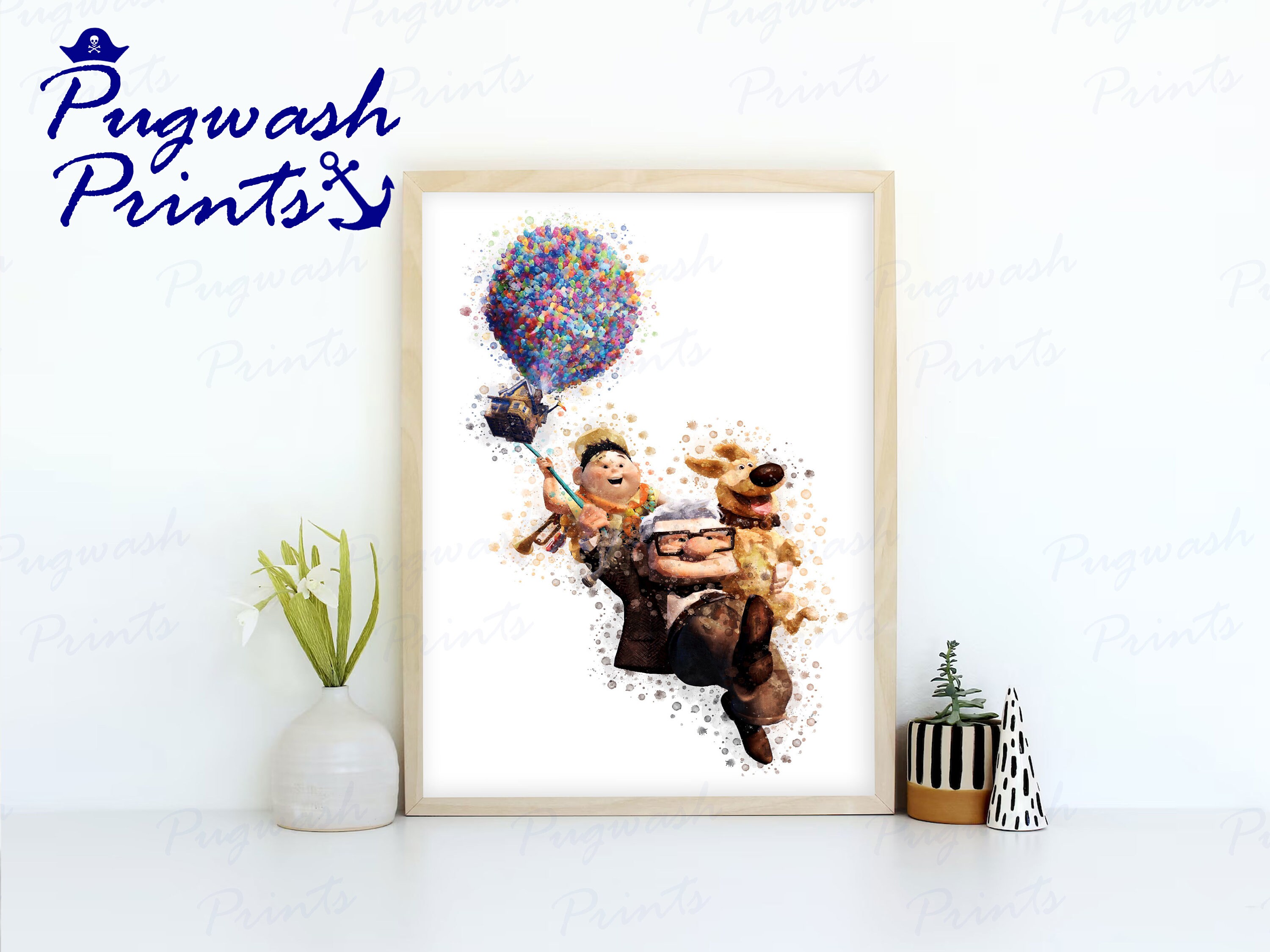 Disney Pixar 'UP BALLOON FLYING' Character Print - Etsy