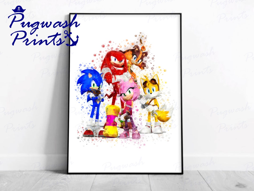 Gaming Print 'SONIC GROUP' Sonic Hedgehog Watercolour Splash Art ...