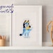 Bluey Print 'BLUEY' Character Watercolour Splash Art, Home Decor ...