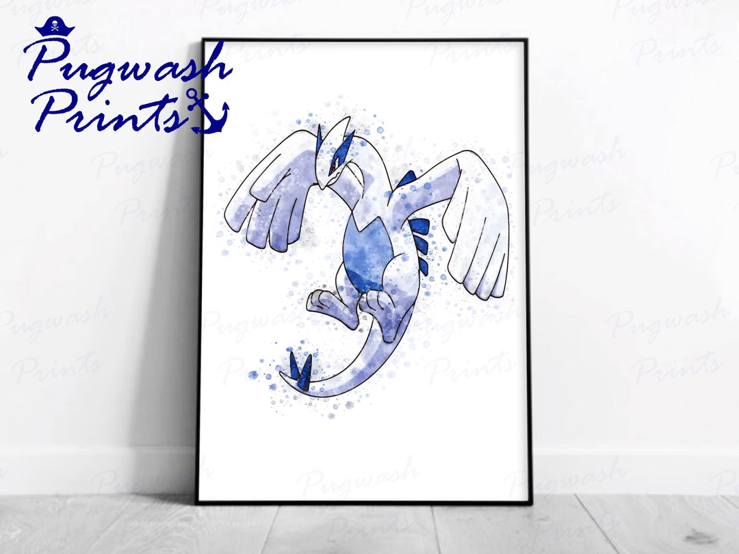 Pokemon Print 'LUGIA' Watercolour Splash Wall Art, Character Print ...