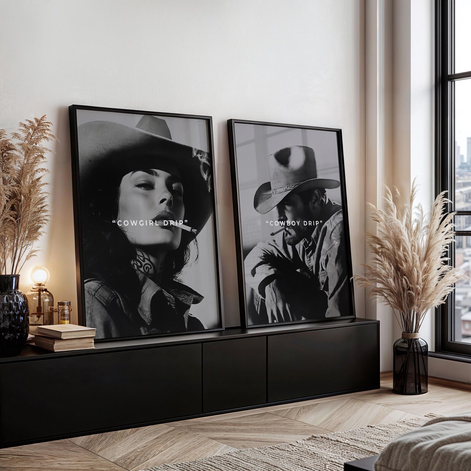 Cowgirl Art Print Vintage Western Wall Art Wild West Poster Black and ...