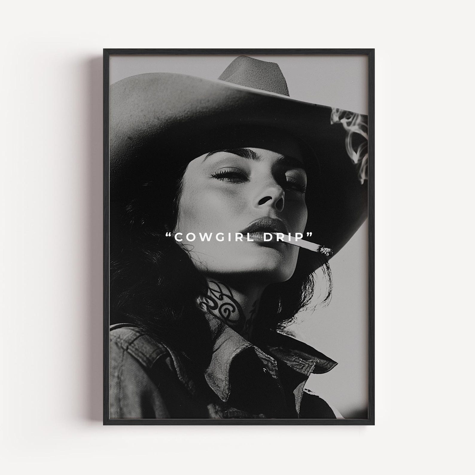 Cowgirl Art Print Vintage Western Wall Art Wild West Poster Black and ...