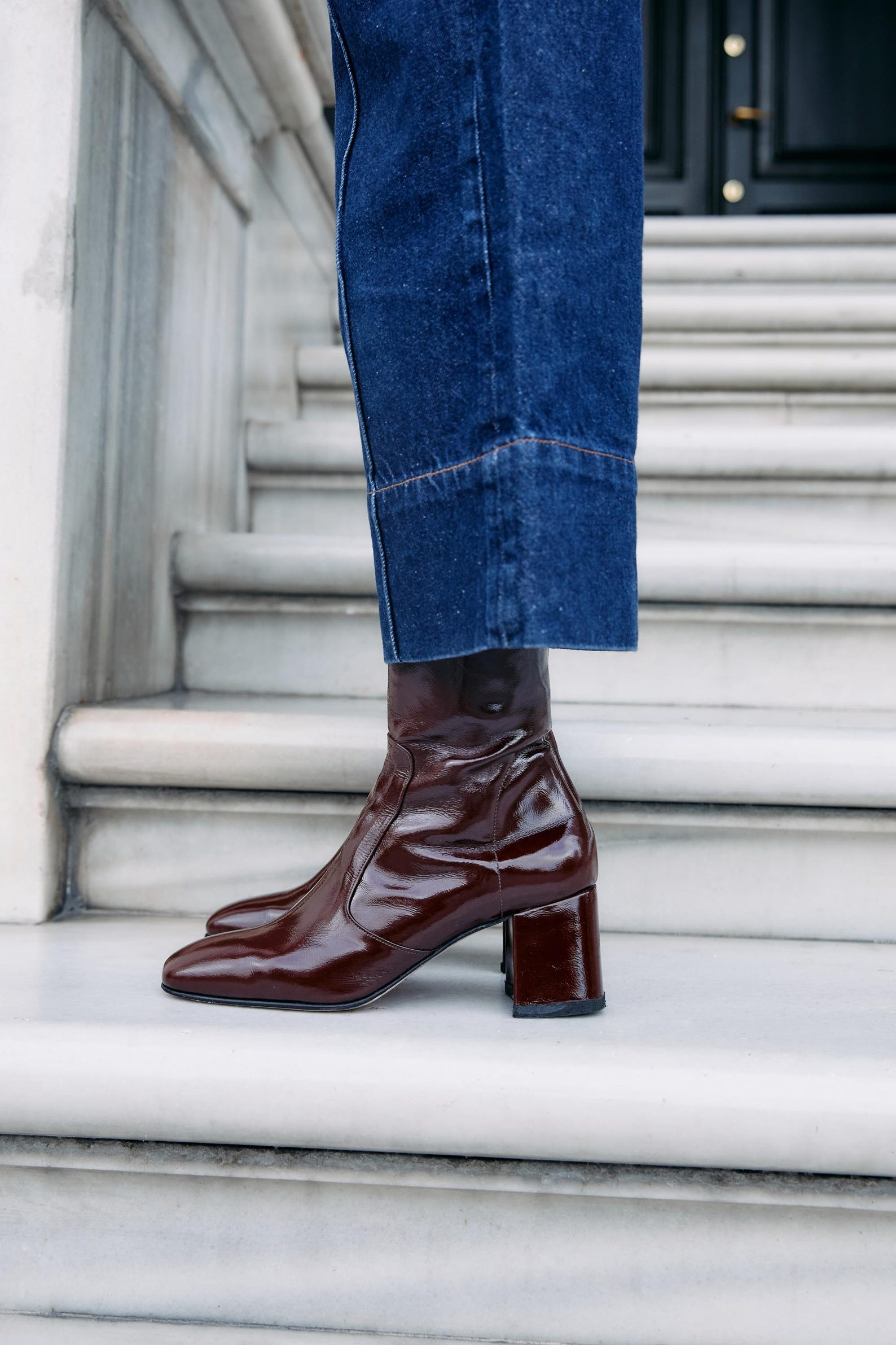 Handmade Burgundy Patent Leather Boots for Women |stylish Women’s ...
