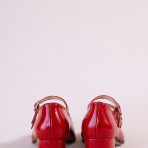 Elegant Red Leather Mary Jane Shoes for Women Perfect Wedding Footwear ...