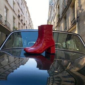 Handmade Red Patent Leather Boots for Women | Stylish Women’s Red Boots ...